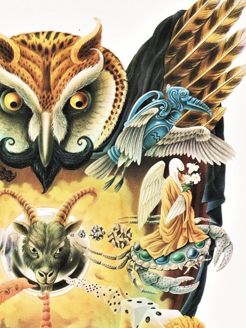 70's Owl Mustache Illustration Alan Aldridge Metamorpheus - Etsy