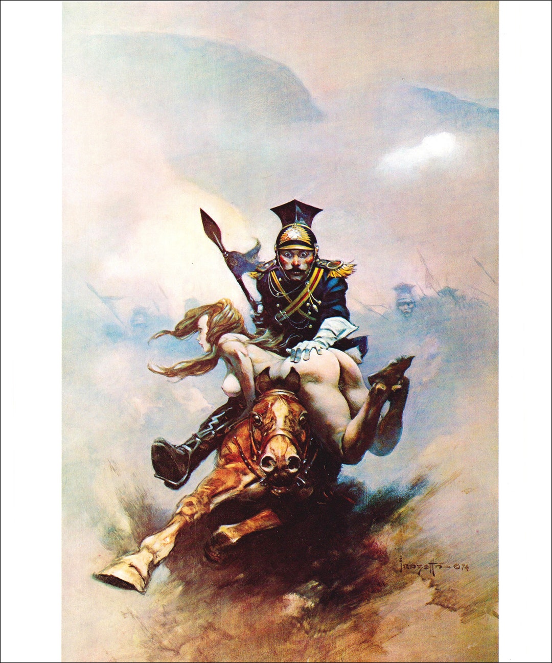 Flashman on the Charge Frank Frazetta Vintage Fantasy Cover Art Print ...