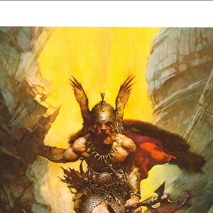 Dark Kingdom Frank Frazetta Fierce Warrior Battle Axe Skeletons Vintage ...