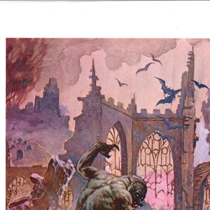 Dracula Meets Wolfman Frank Frazetta Vintage Dark Fantasy Art Print Sci ...
