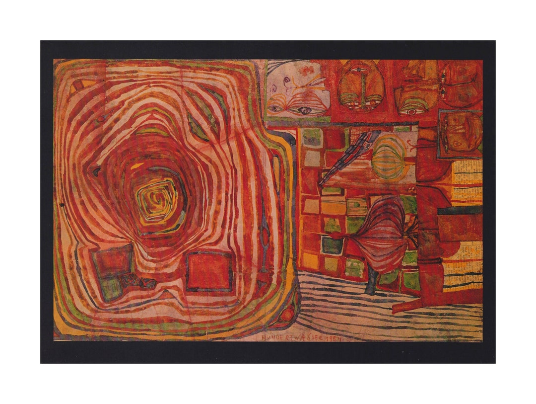 Friedensreich Hundertwasser the Heavy Sun Red Theme Spirals Geometric ...