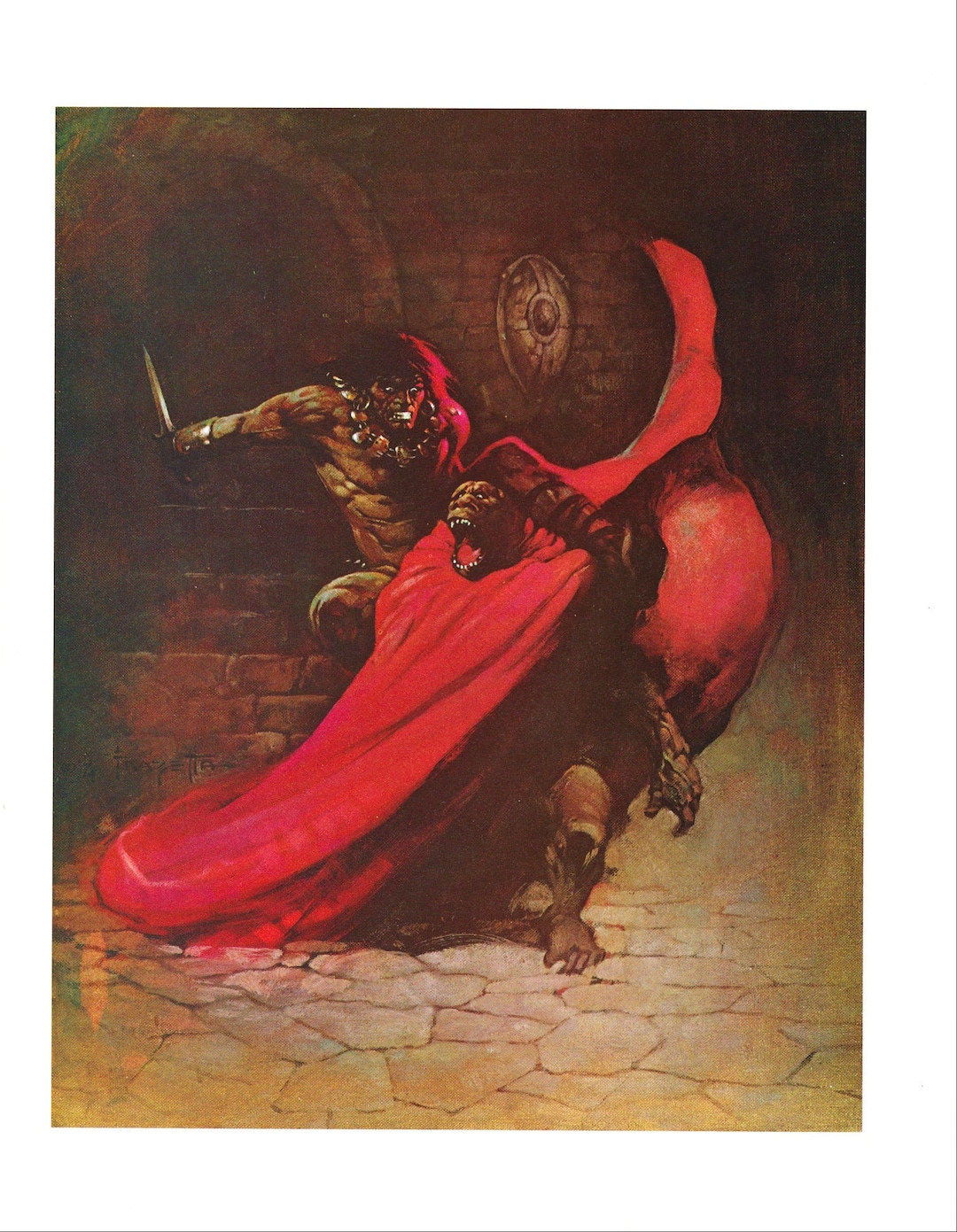 Man-ape Frazetta Vintage Dark Fantasy Comic Art Print Art Sci Fi Man ...