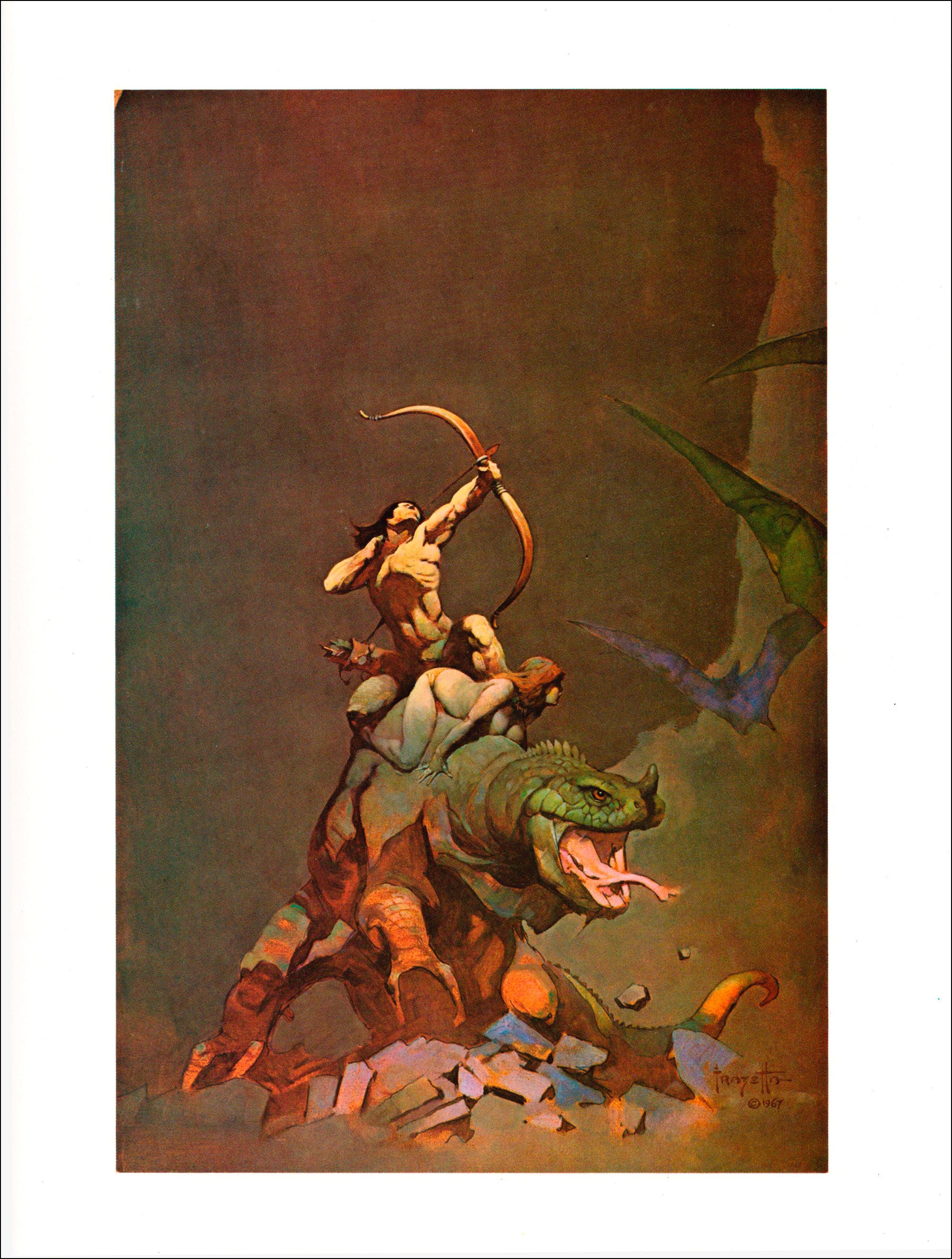 Jongar Fights Back Frank Frazetta Vintage Art Print Riding on | Etsy