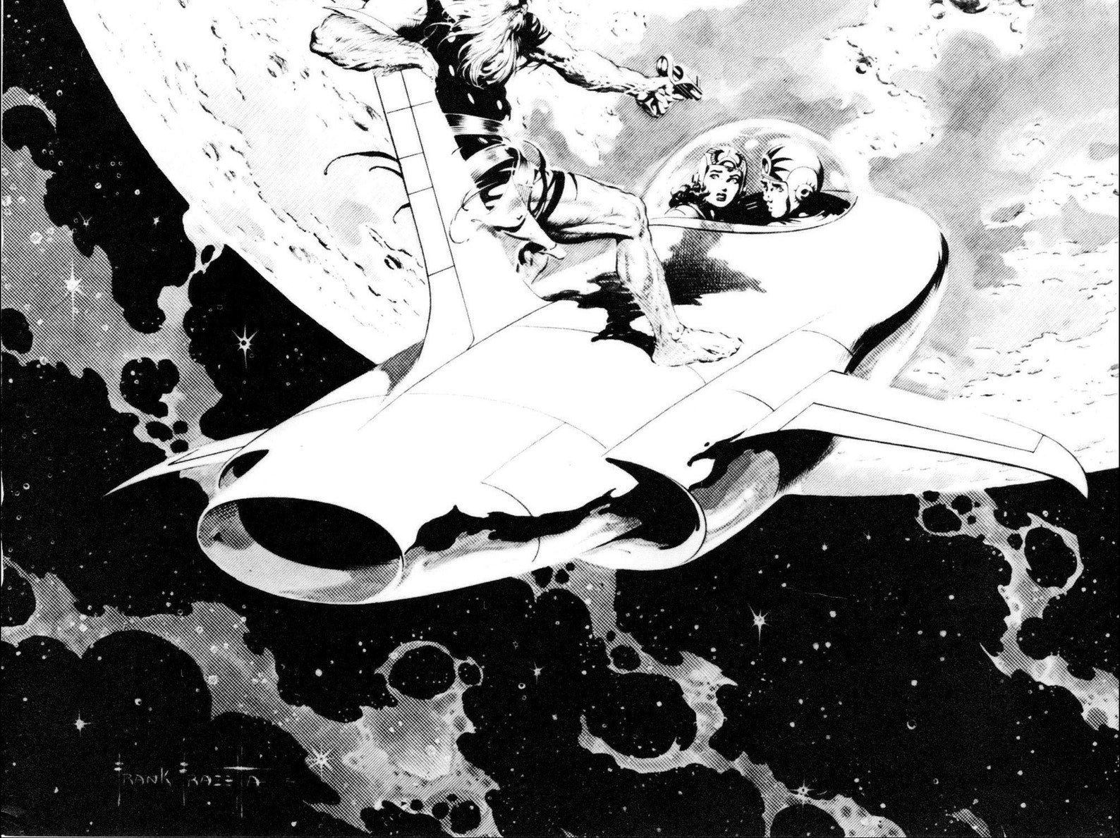 Attack on Spaceship Frank Frazetta Moon Planet Alien Space Gun | Etsy