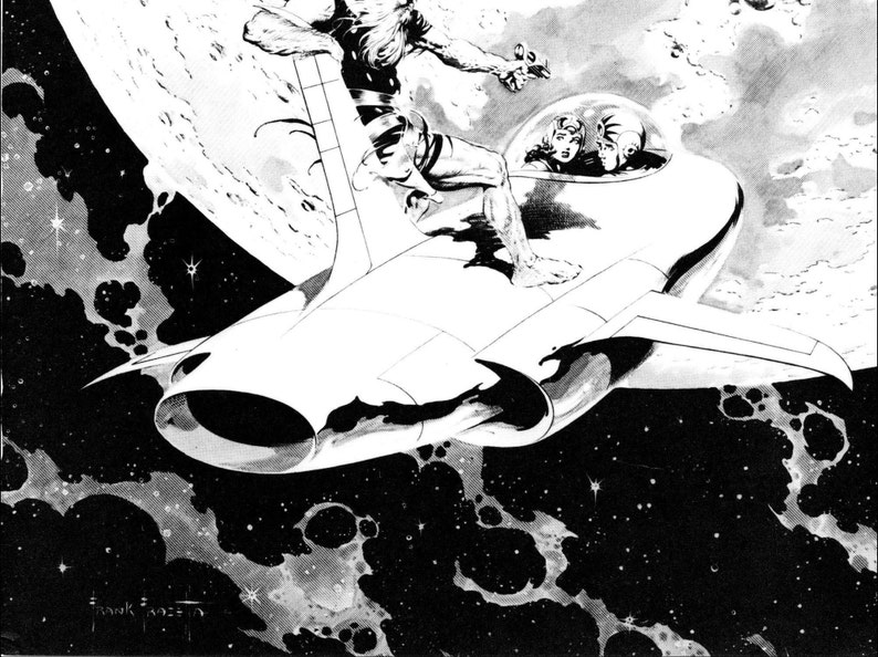 Attack on Spaceship Frank Frazetta Moon Planet Alien Space Gun | Etsy