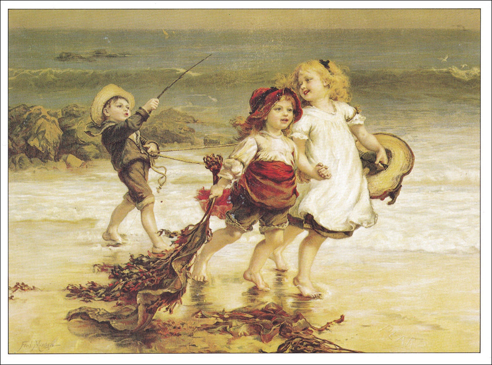 Victorian Children Playing at the Beach Boy Girls Seaside - Etsy