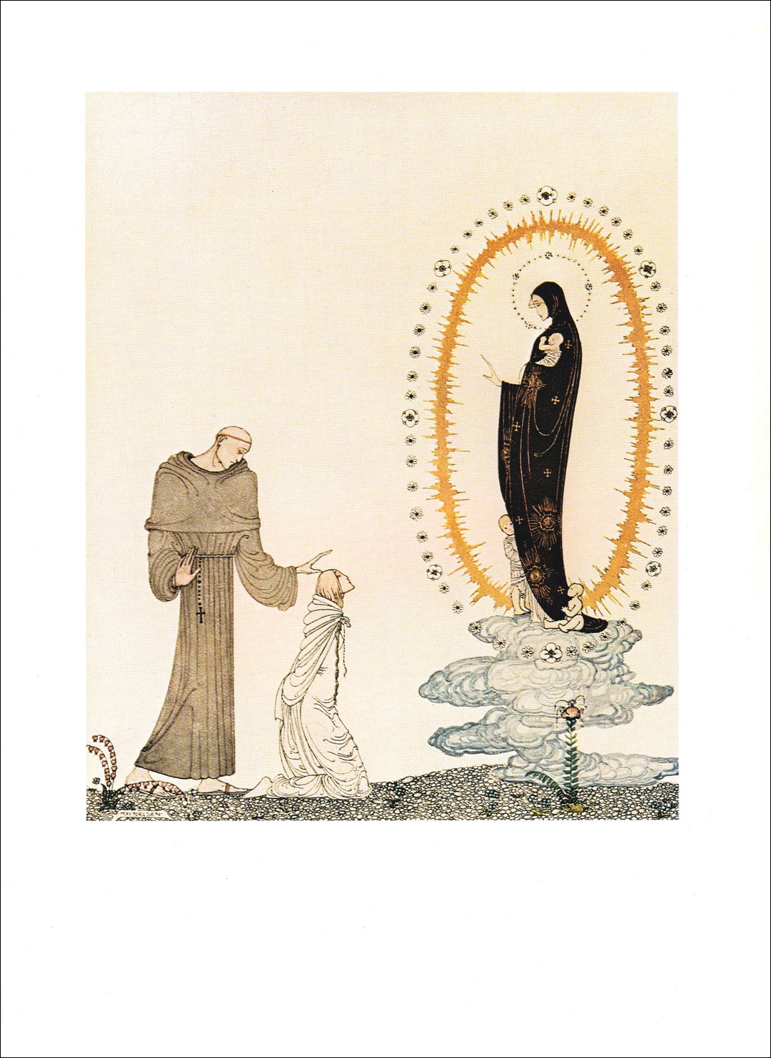 Kay Nielsen the Lassie and Her Godmother Virgin Mary Monk Religious ...