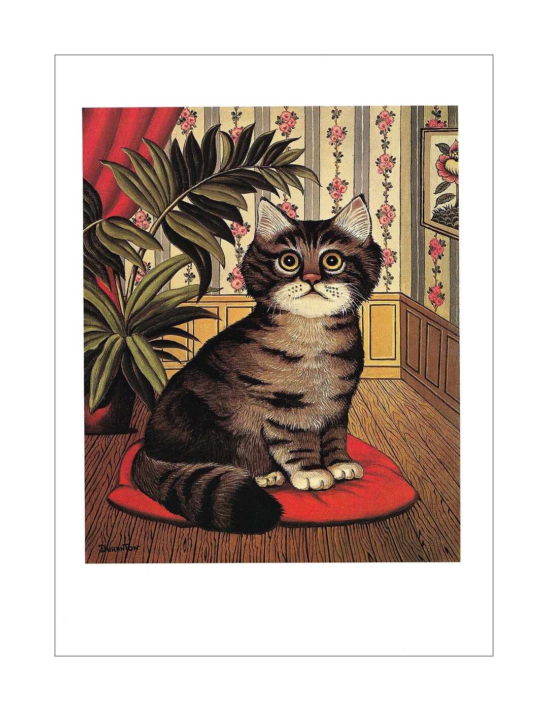 Cute Cat Kitten House Cat French Painter Andre Duranton Vintage Print ...