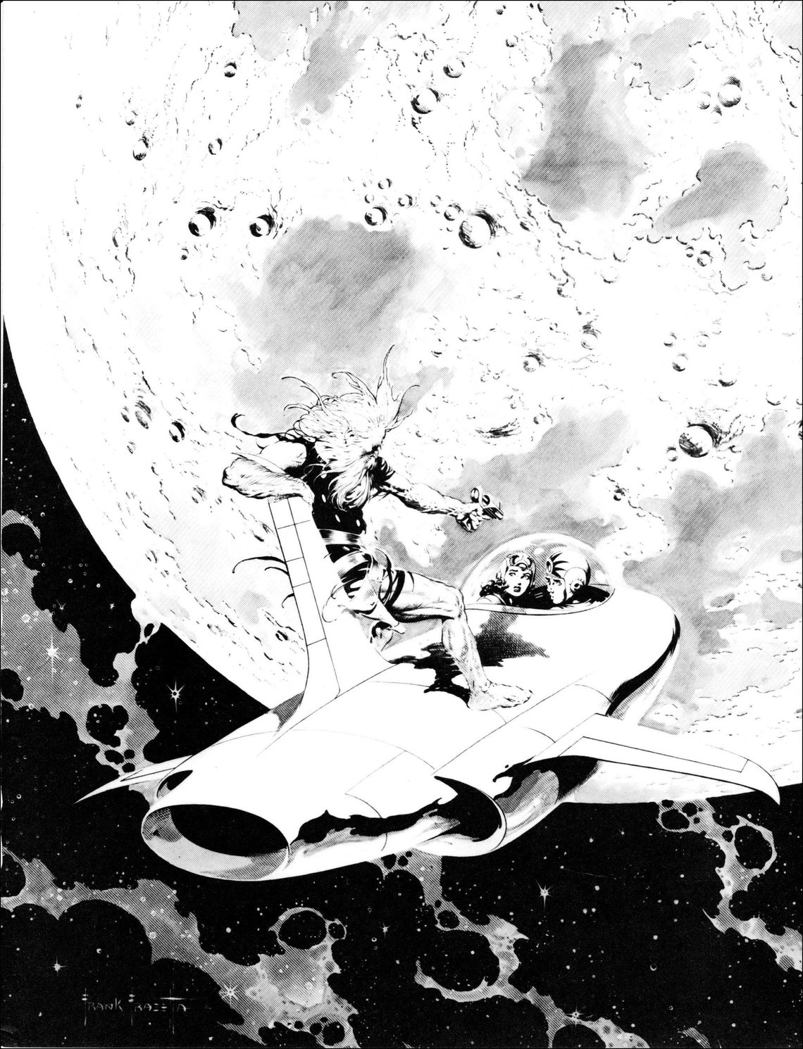 Attack on Spaceship Frank Frazetta Moon Planet Alien Space Gun - Etsy