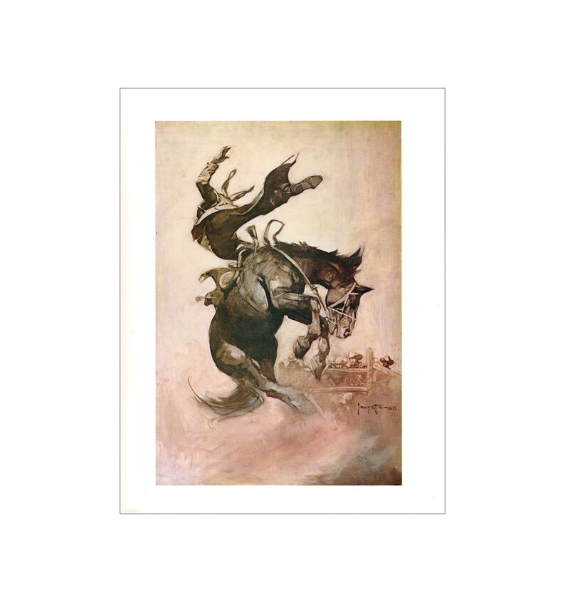 Bucking Bronco Frank Frazetta Rodeo Cowboy Bronc Riding Horse - Etsy