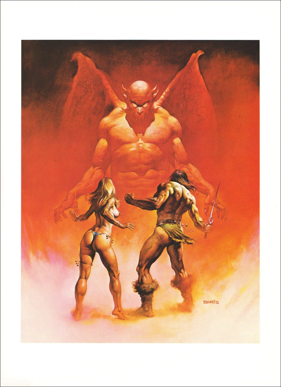Underworld Boris Vallejo Hell Devil Erotic Couple Vintage Dark Fantasy Art Female Nude Warrior ...