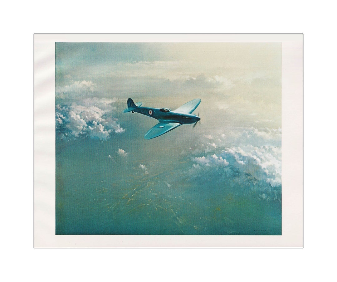 Aviation Art P.R.U. Spitfire Frank Wootton RAF Air Force Fighter Plane ...