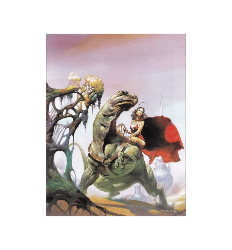 Boris Vallejo Space Guardian Woman Riding Dinosaur Dragon - Etsy