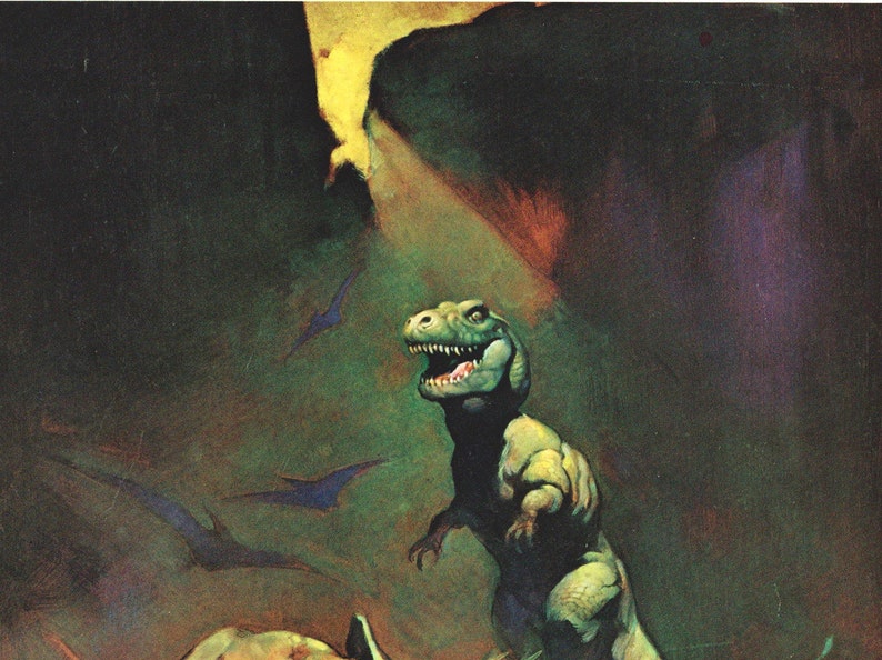 Tyrannosaurus Rex Frank Frazetta vintage dark fantasy comic | Etsy