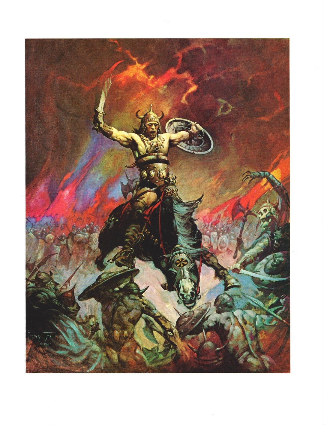 Berserker Frank Frazetta Vintage Dark Fantasy Print Cover Art Sci Fi ...