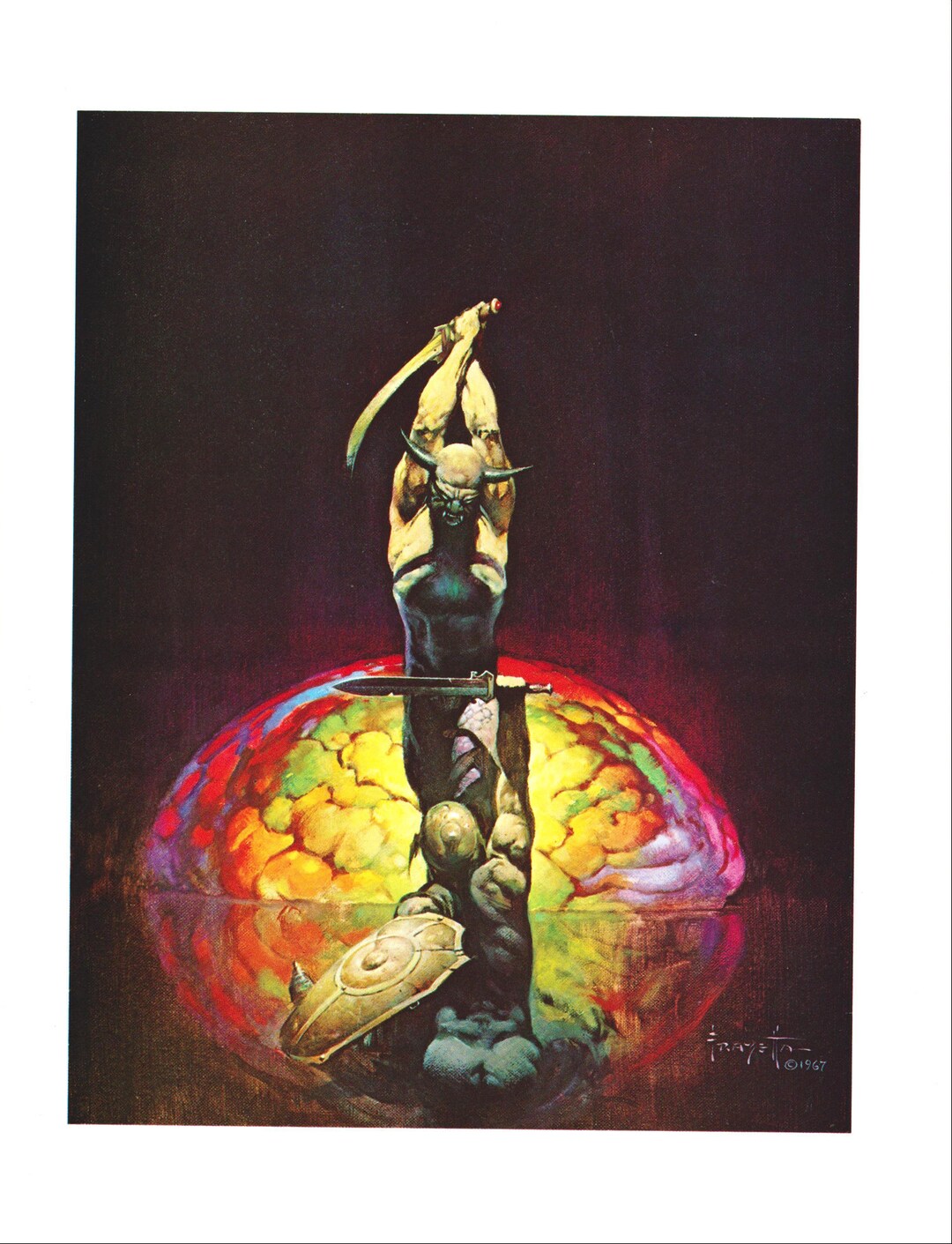 The Brain Frank Frazetta Vintage Dark Fantasy Print Art Sci Fi Man Cave ...