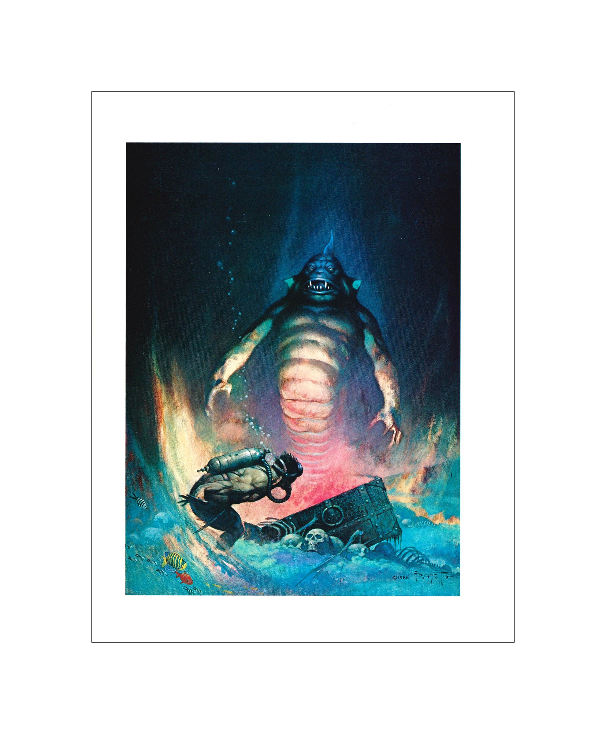 Sea Monster Frank Frazetta vintage Fantasy art print Sci Fi | Etsy