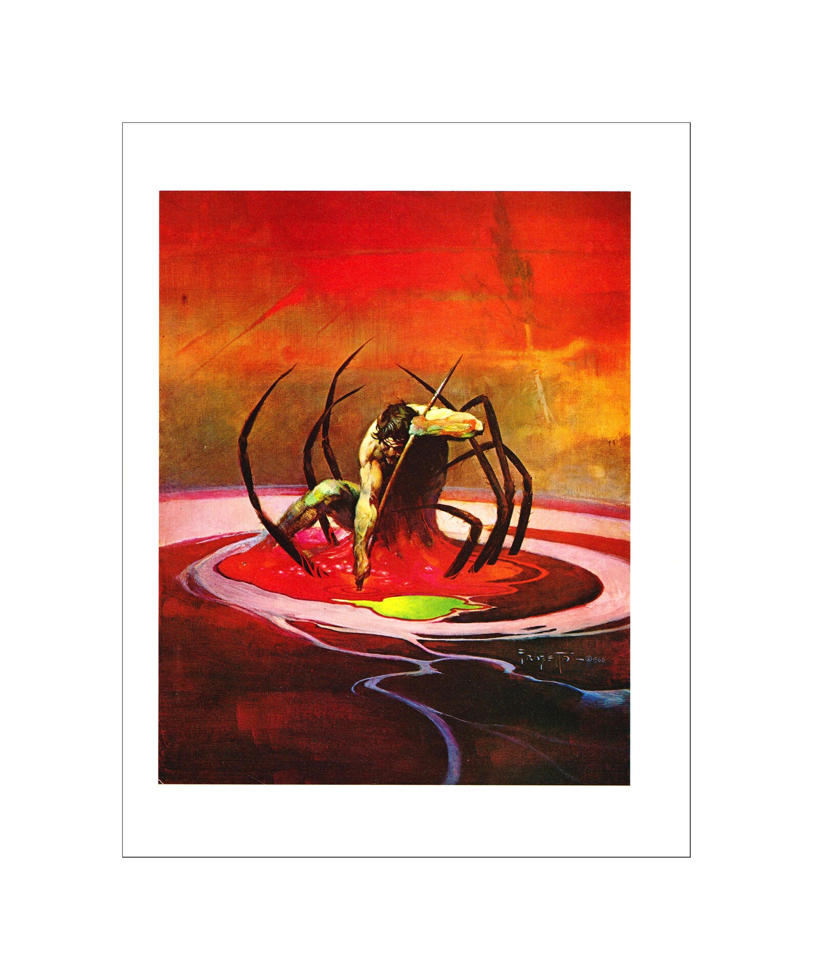 Spider Man Frank Frazetta Vintage Dark Fantasy Print Art Sci Fi Man ...