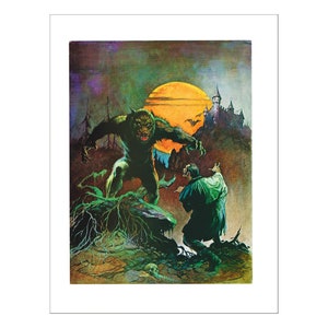 Wolfman Frank Frazetta Vintage Fantasy Art Print Sci Fi Full Moon ...