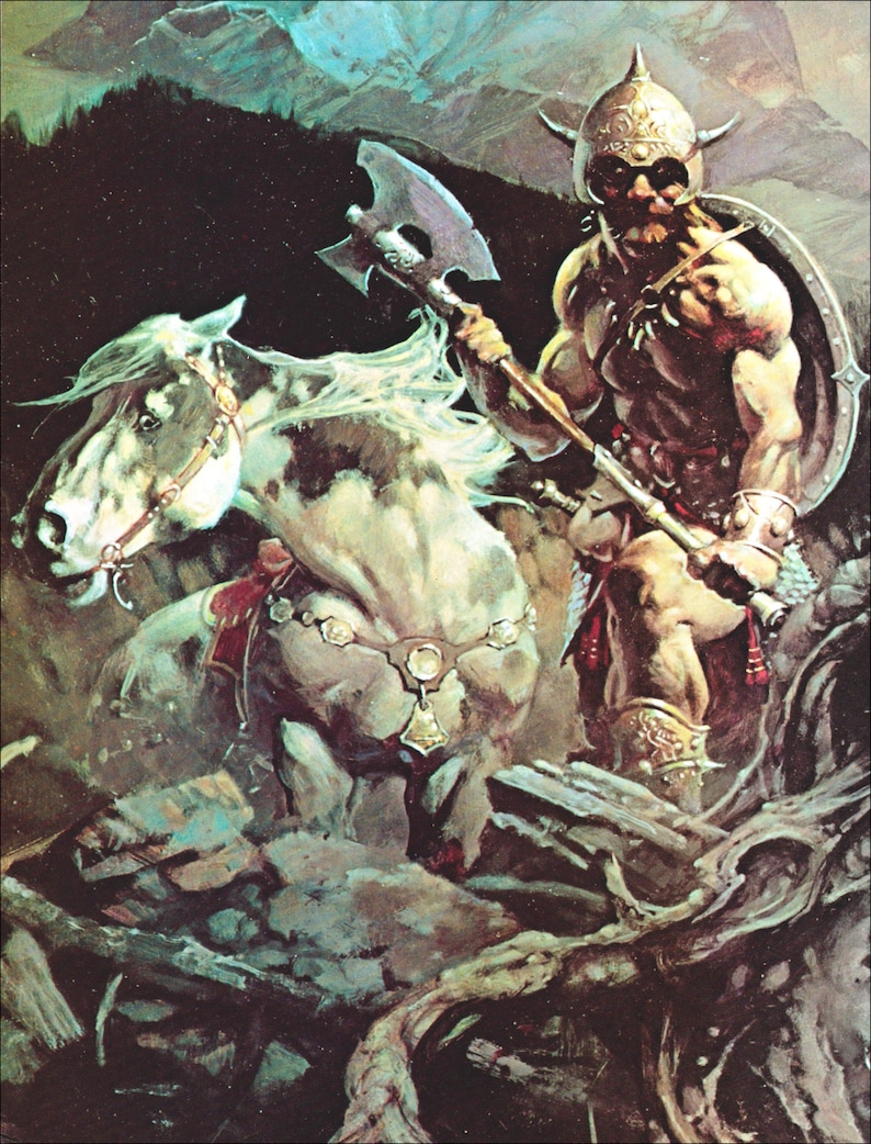Frank Frazetta Nightwinds DETAIL Warrior Battle Axe Grey War | Etsy