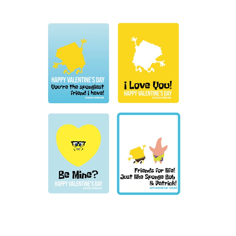 Spongebob Valentine Day Card - Etsy