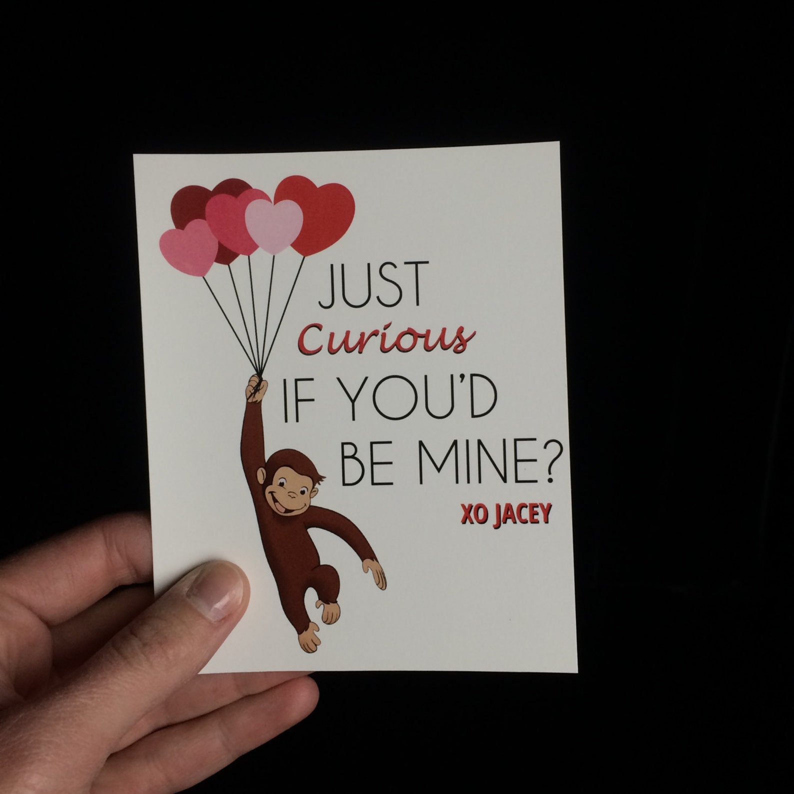 Curious George Valentine's Day Card PRINTABLE - Etsy