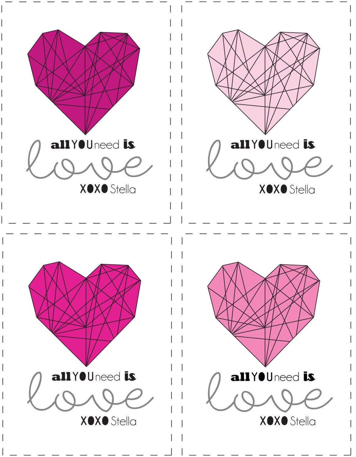 Custom Valentines PRINTABLE "all You Need is Love" - Etsy