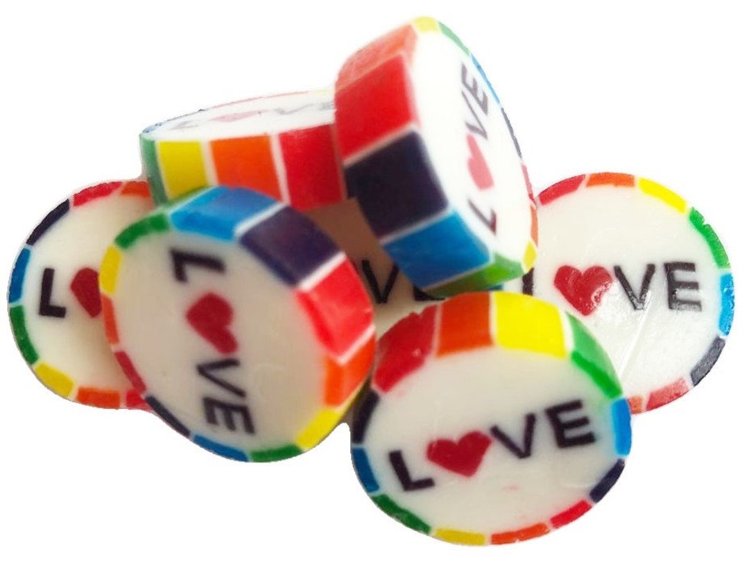 Rainbow Wedding Rock Candy Favors, Pink Lemonade LOVE Sweets (100 Pc ...