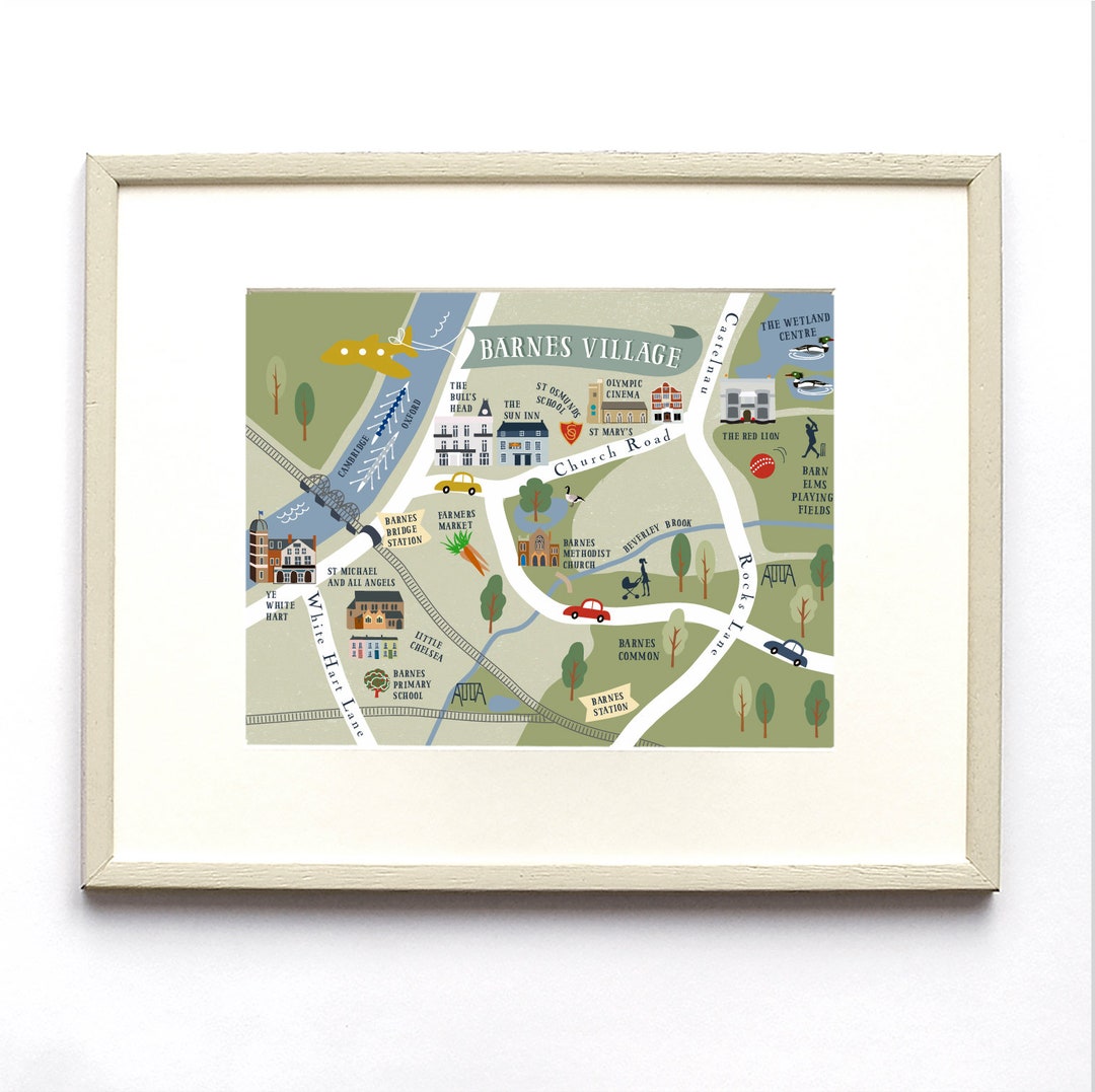 A Map of Barnes Village - Etsy UK