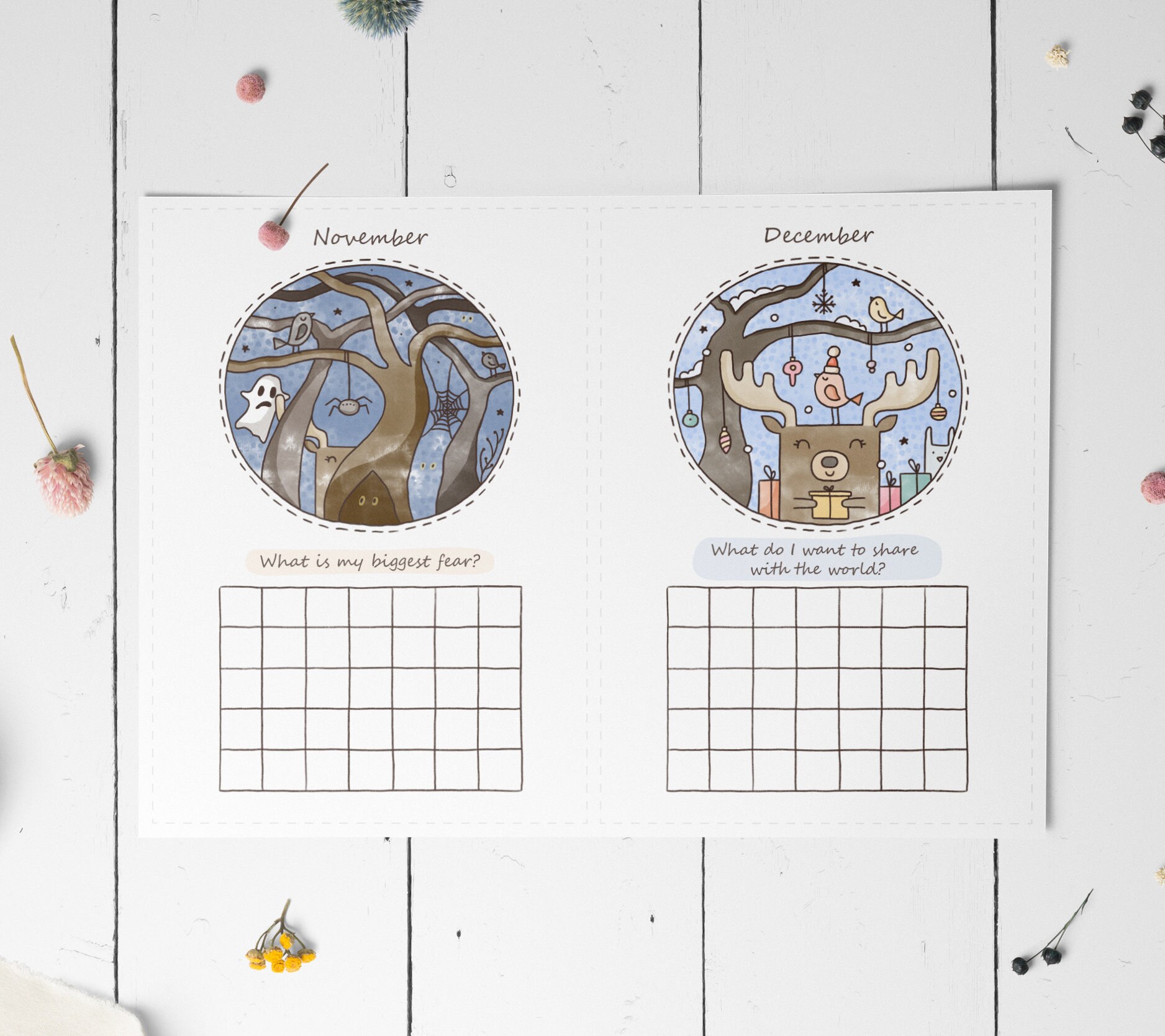 Printable Unnumbered Calendar With Questions 12 Months - Etsy UK