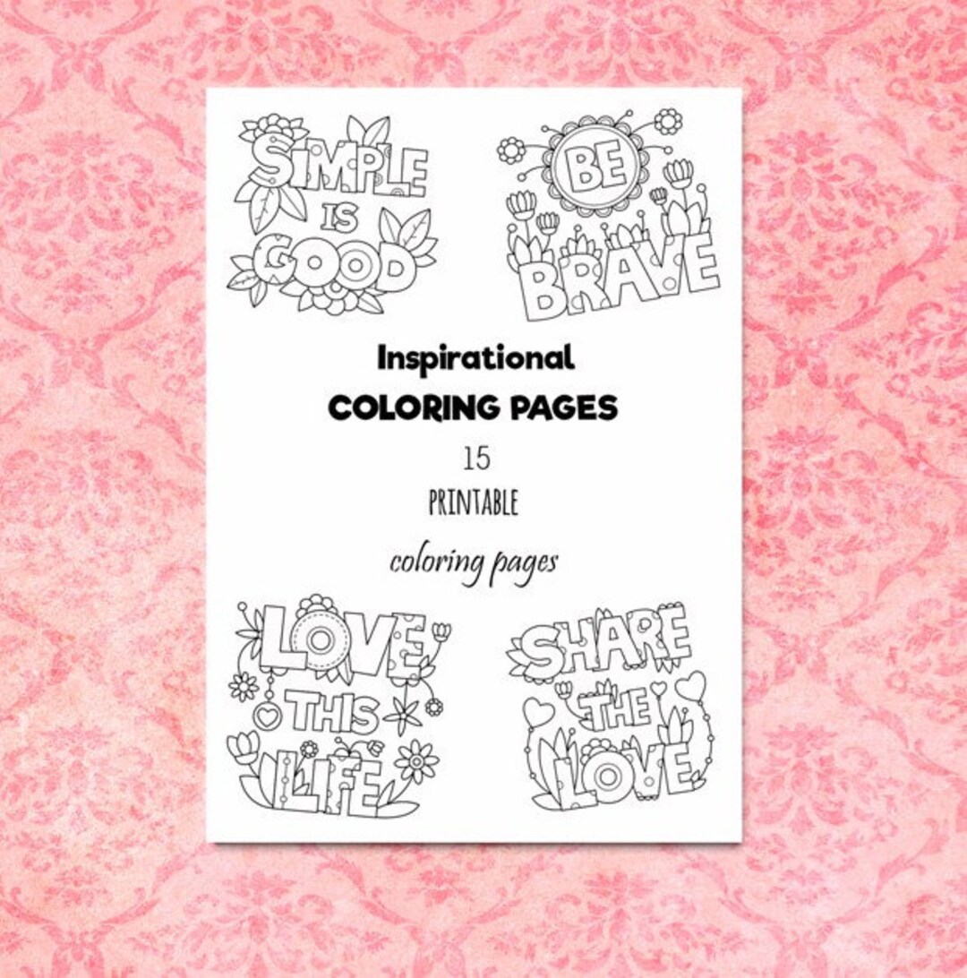 Set of Inspirational Coloring Pages; Coloring Book; Relaxation ...
