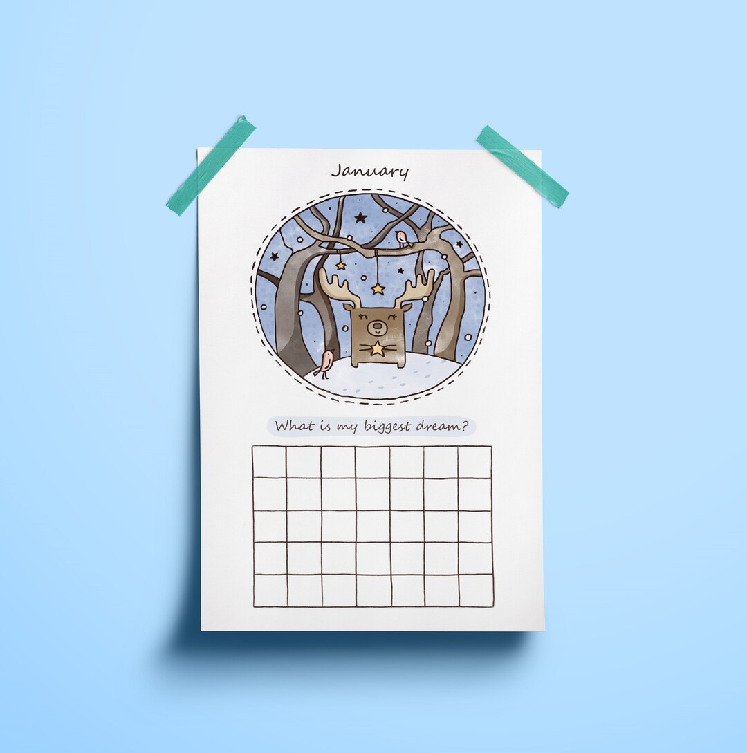 Printable Unnumbered Calendar With Questions 12 Months - Etsy