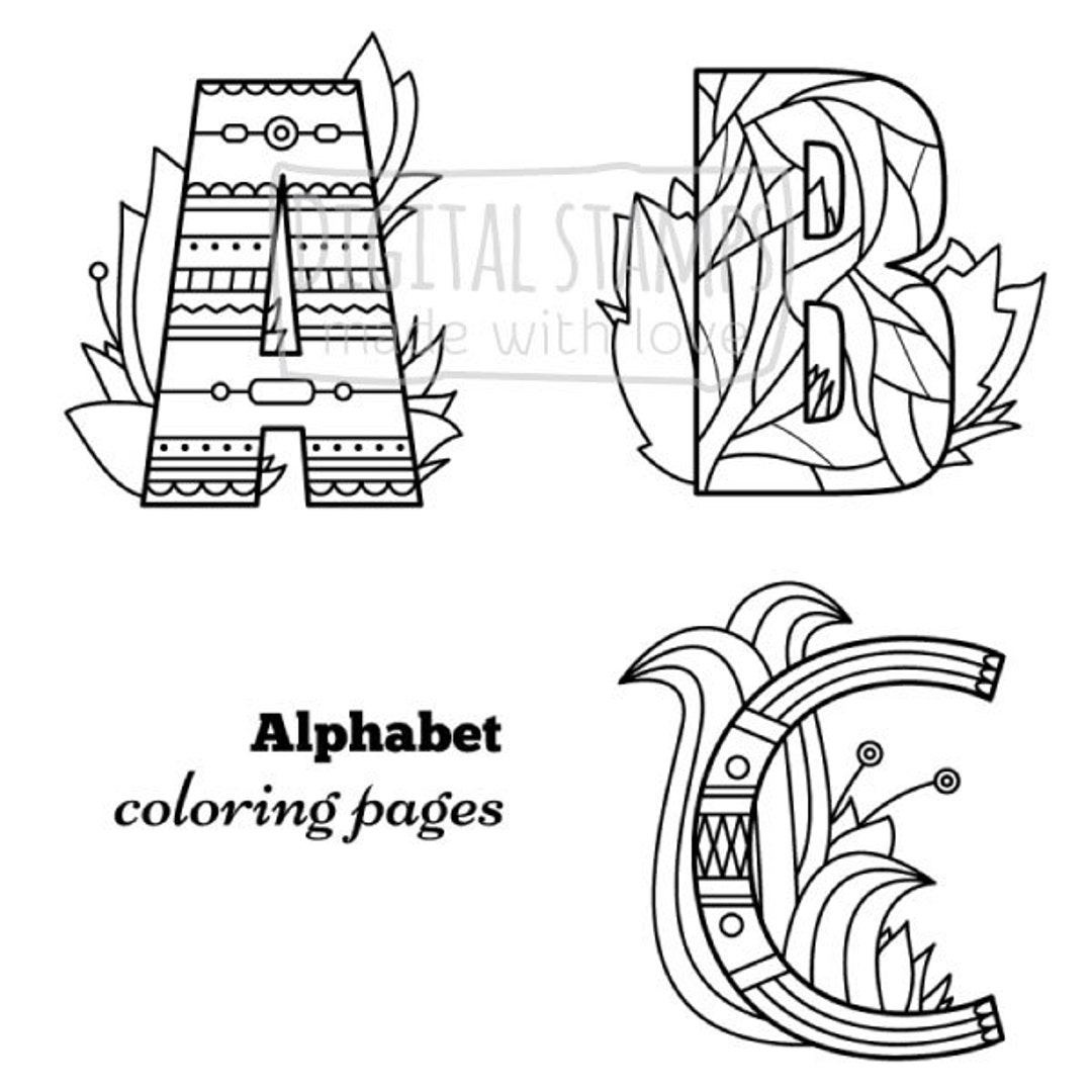 Alphabet Coloring Pages; Coloring Book; Adult; Kids; Meditation - Etsy