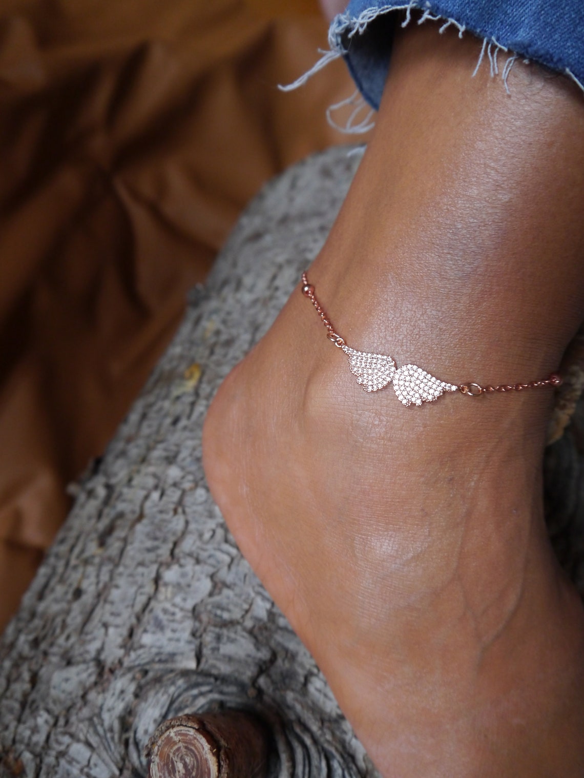 Ankletrose Zircon Angel Wing Feet Jewelry Women Accessory | Etsy