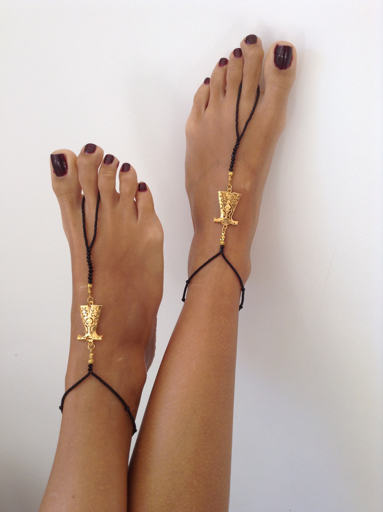 Joyería de pies zapatos descalzos sandalias descalzas oro - Etsy España