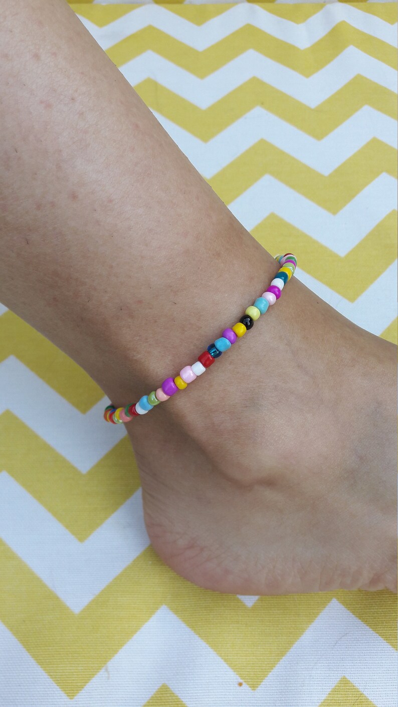 Beaded Anklet Very Colorful Foot Jewelry Summer Accessory - Etsy