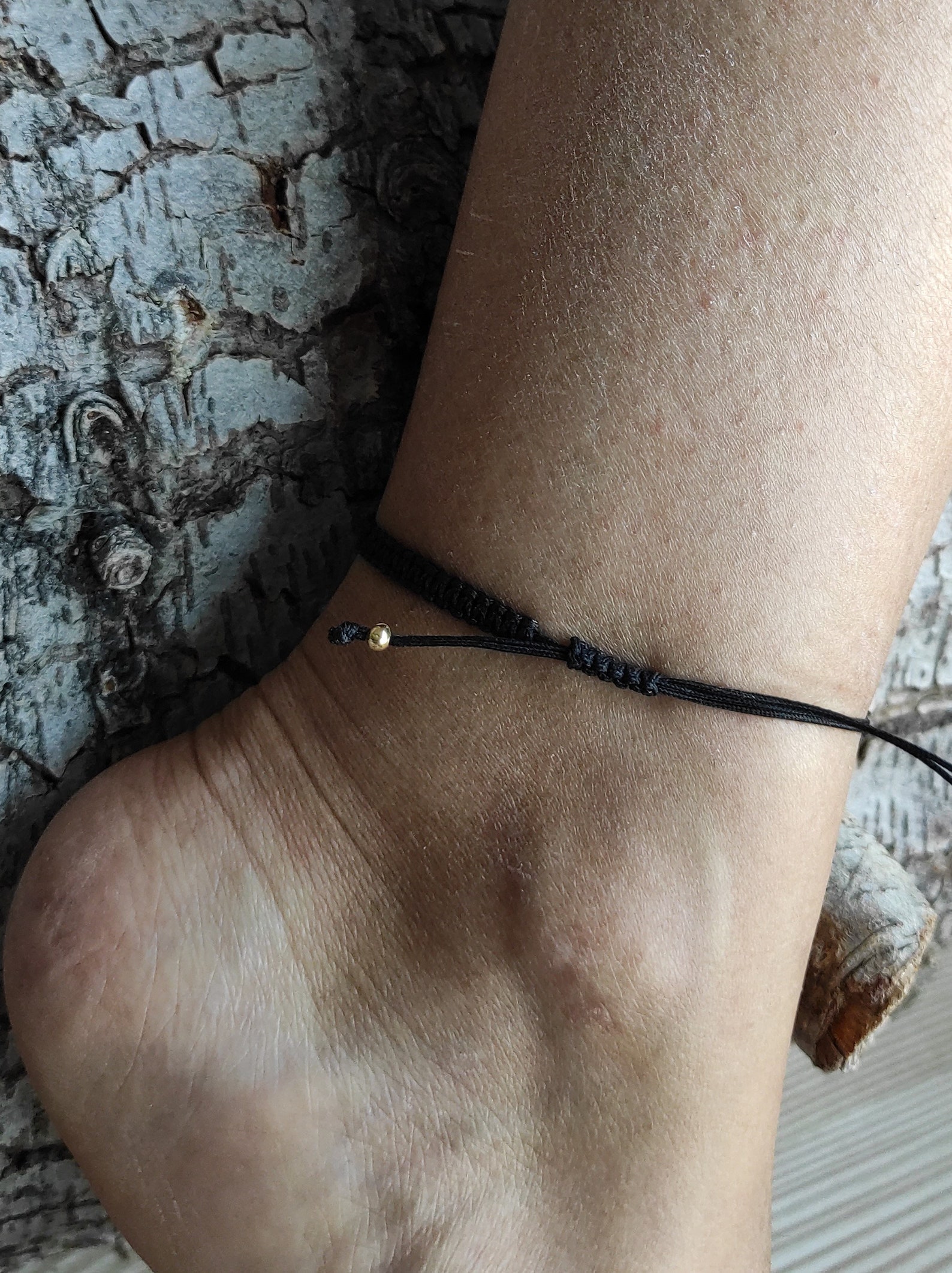Double Anklet, Heart and Bead Accessory, Beach Jewelry, Black Anklet - Etsy