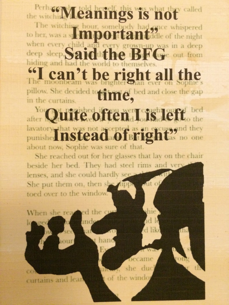 The BFG Roald Dahl Book Page Artwork Mounted Print Nursery - Etsy