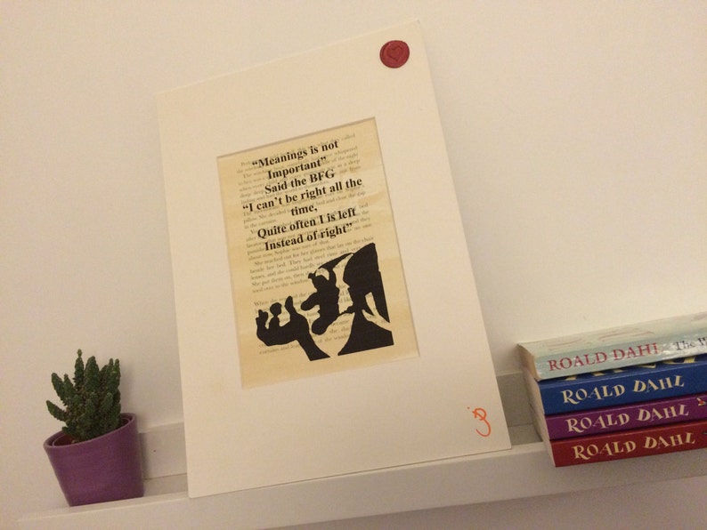 The BFG Roald Dahl Book Page Artwork Mounted Print Nursery - Etsy