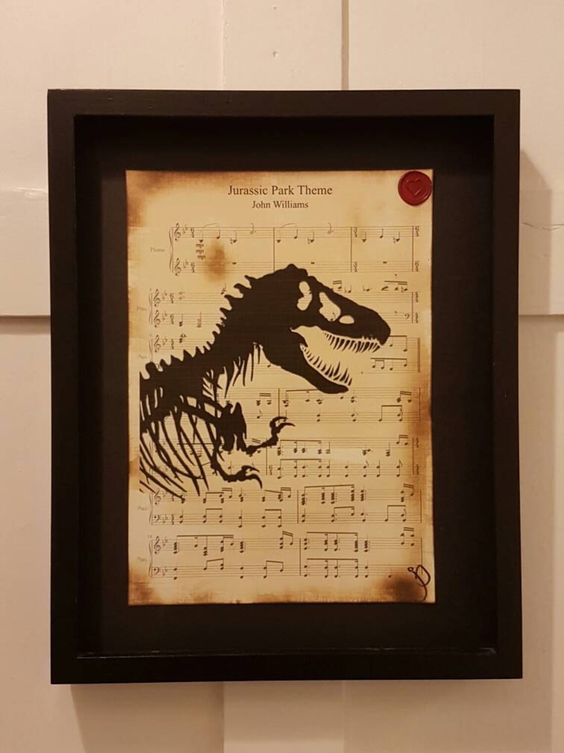 Jurassic Park Theme Sheet Music, With T-rex Print, Wall Art, Home Decor ...
