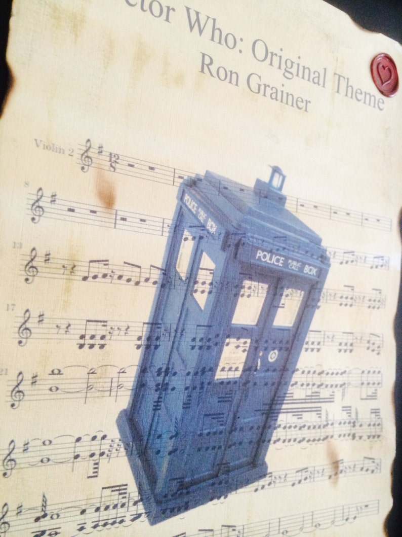 Doctor Who, Tardis Image, Sheet Music Wall Art, Ron Grainer, Doctor Who ...