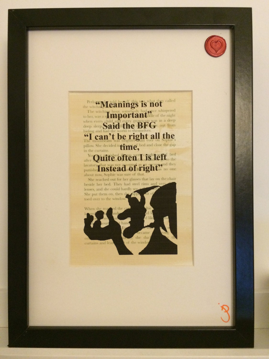 The BFG Roald Dahl Book Page Artwork Mounted Print Nursery - Etsy