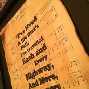 Frank Sinatra My Way, Song Lyric, Typographic Art, Sheet Music Art ...