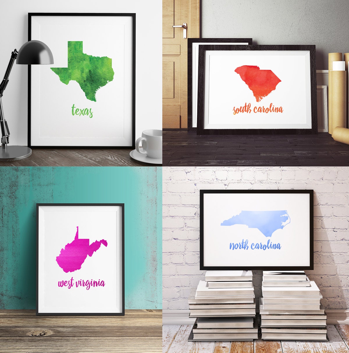 Custom PDF Printable • Watercolor States • Choose State & Colors ...
