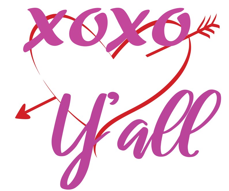 Xoxo Y'all Svg, Heart Svg, Arrow Svg, Valentine's Day Svg, Love Svg ...