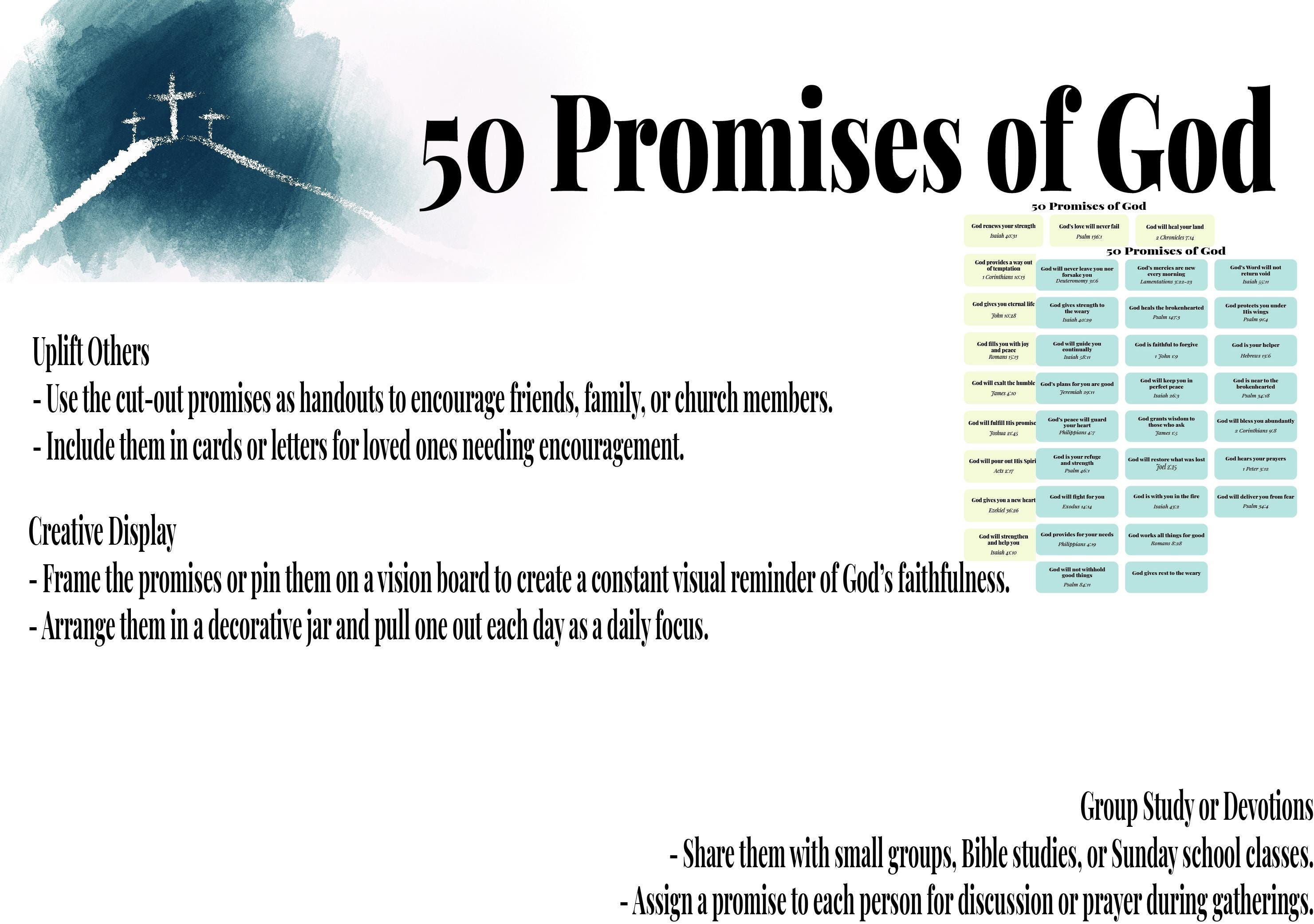 God’s Promises Printable | 50 Scripture-based Declarations | Bible ...
