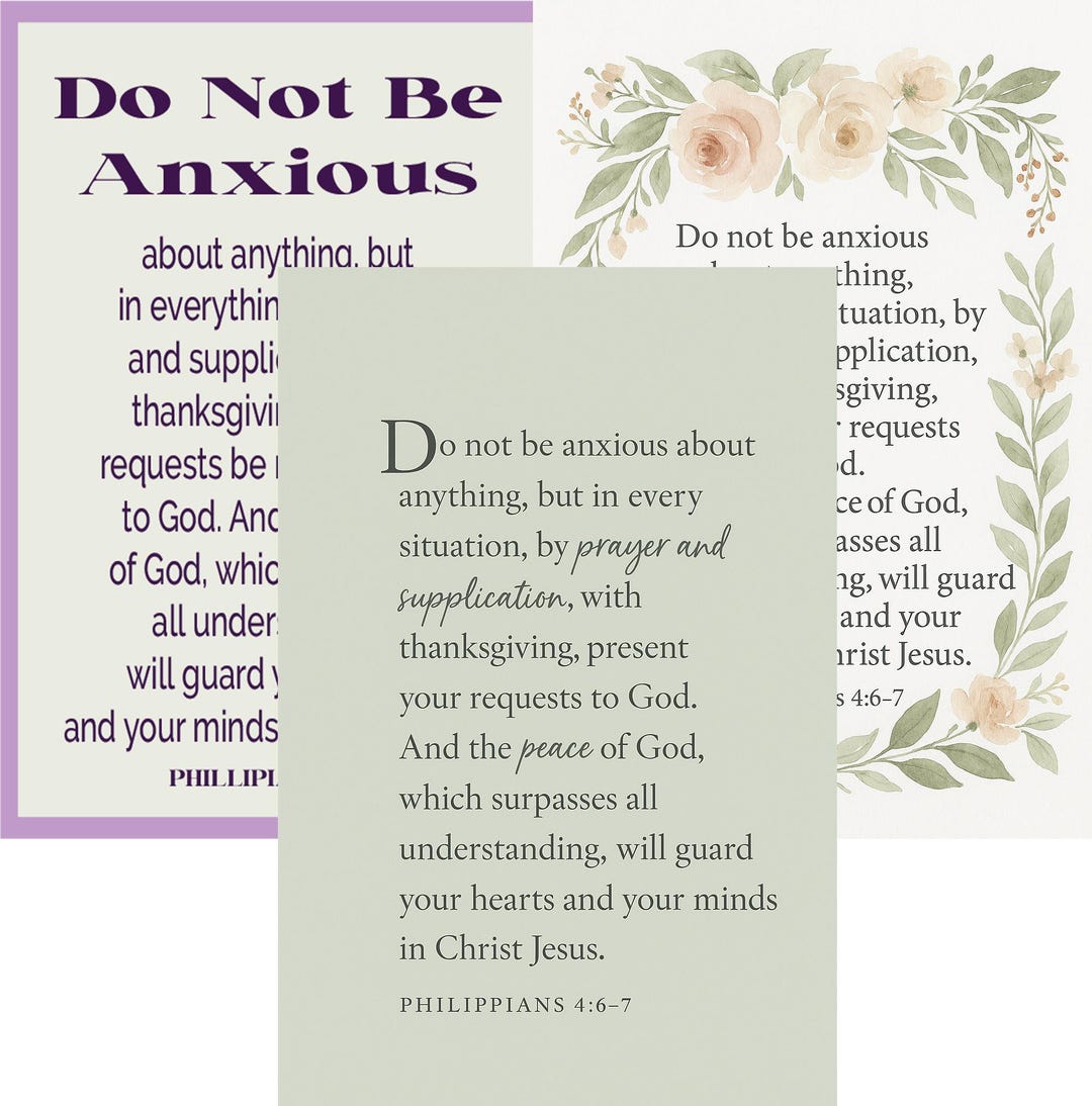 Philippians 4:6-7 Printable Wall Art Bundle | Bible Verse Print ...
