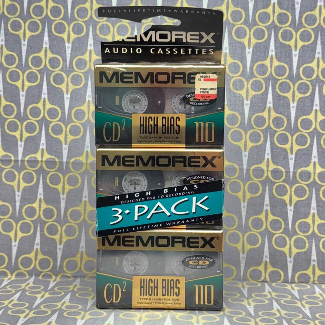 Memorex High Bias Type II Cassette Tapes – 3 Pack, 110-min, Sealed ...