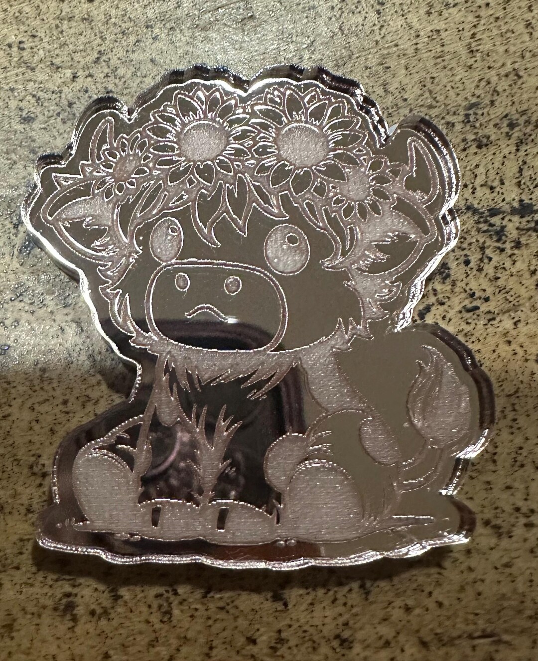 Highland Cow Mirror Acrylic BADGE REEL - Etsy