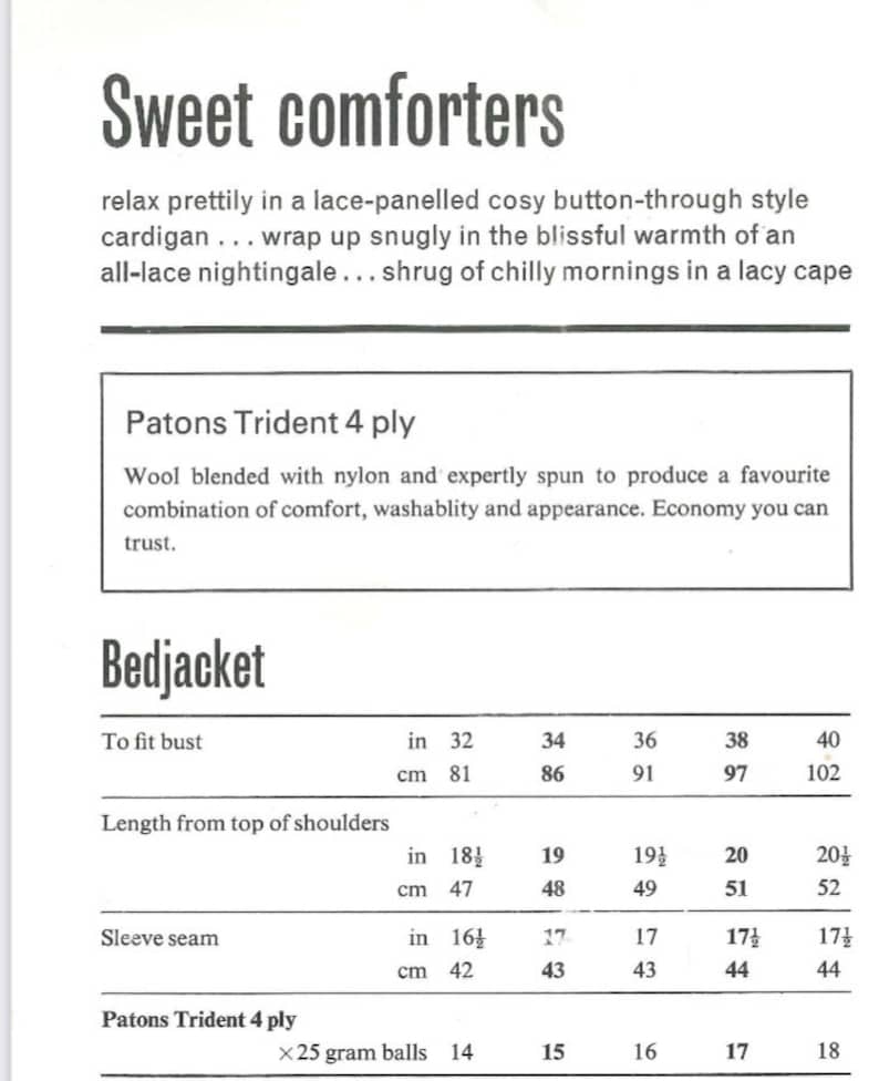 Vintage Knitting Patterns for Bedjacket, Cape and Nightingale 3 ...